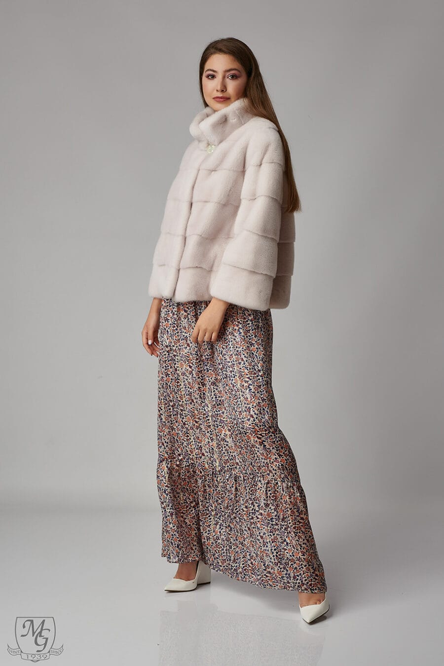 Jacheta din blana de vizon / nurca velvet Crystal Grey model 5611 ...