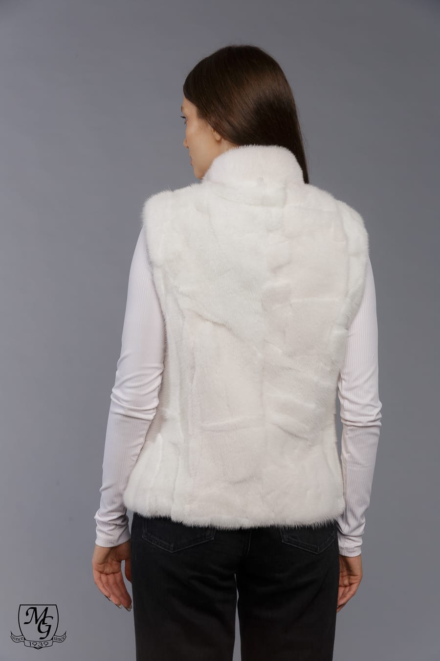 Vesta din nurca / vizon alb model Giulia - Casa de blanuri MG
