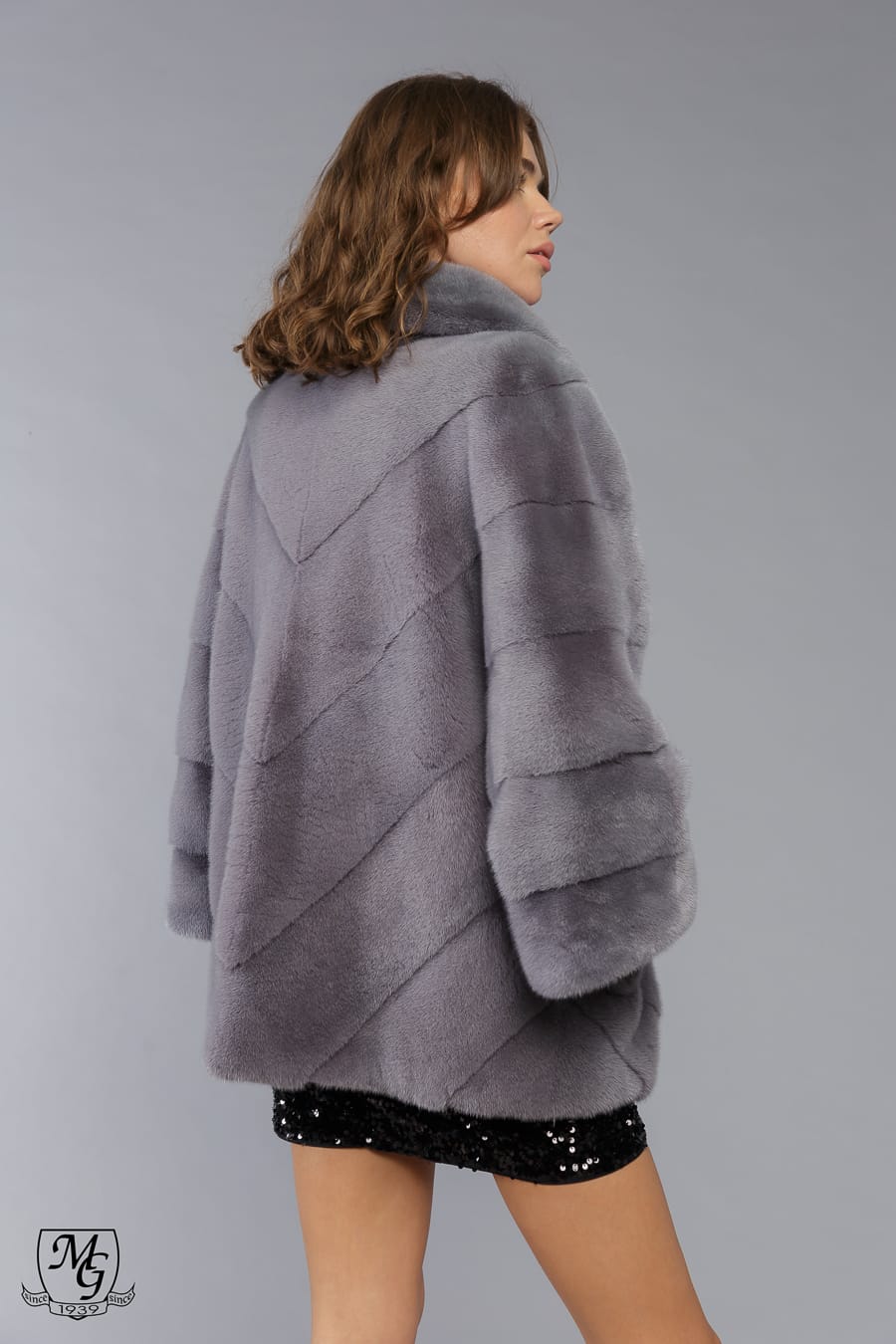 Jacheta din vizon / nurca Silver Grey - Casa de blanuri MG