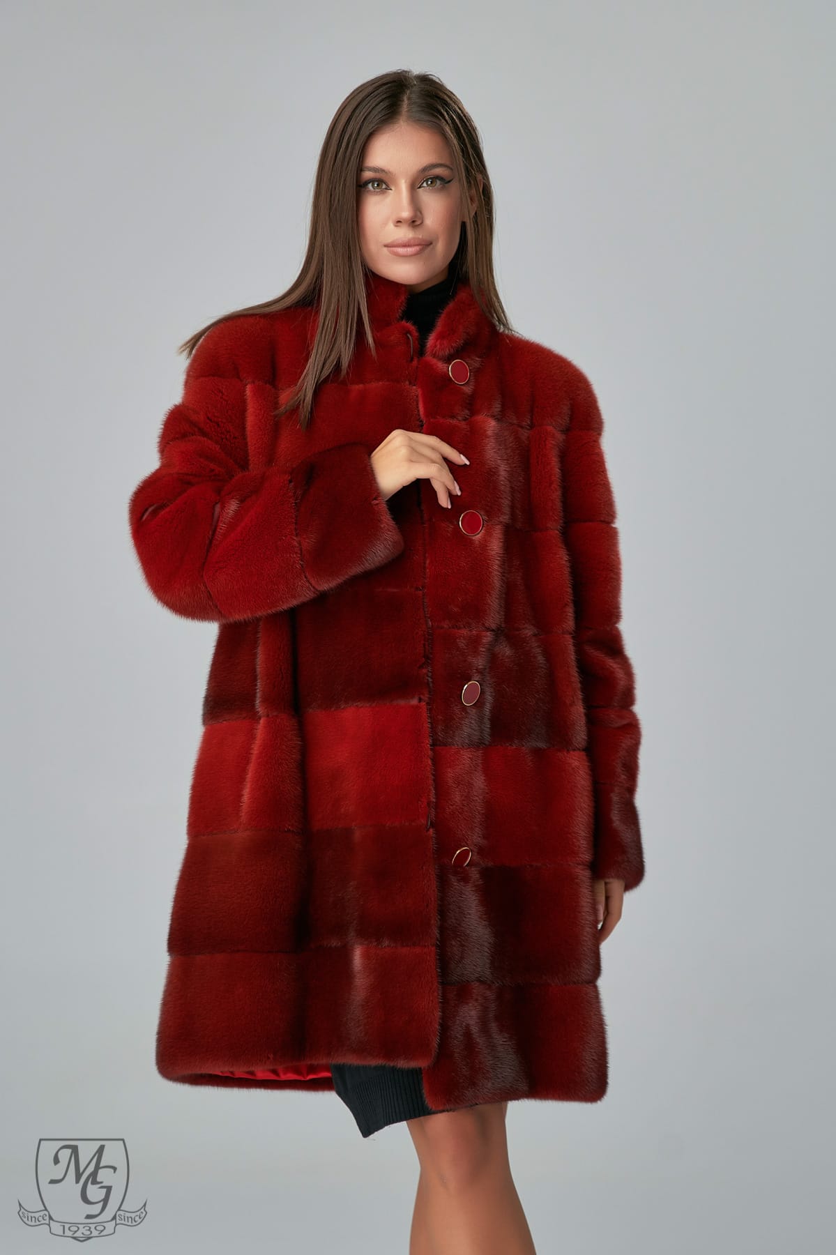 Jacheta din vizon / nurca marsala model Neflix - Casa de blanuri MG