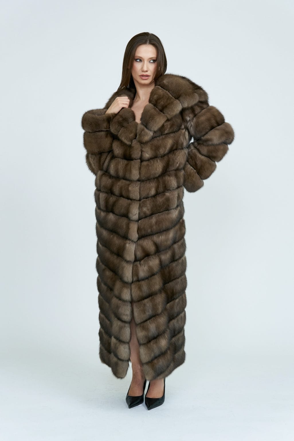 Russian Sable Hooded Coat with Belt - Casa de blanuri MG
